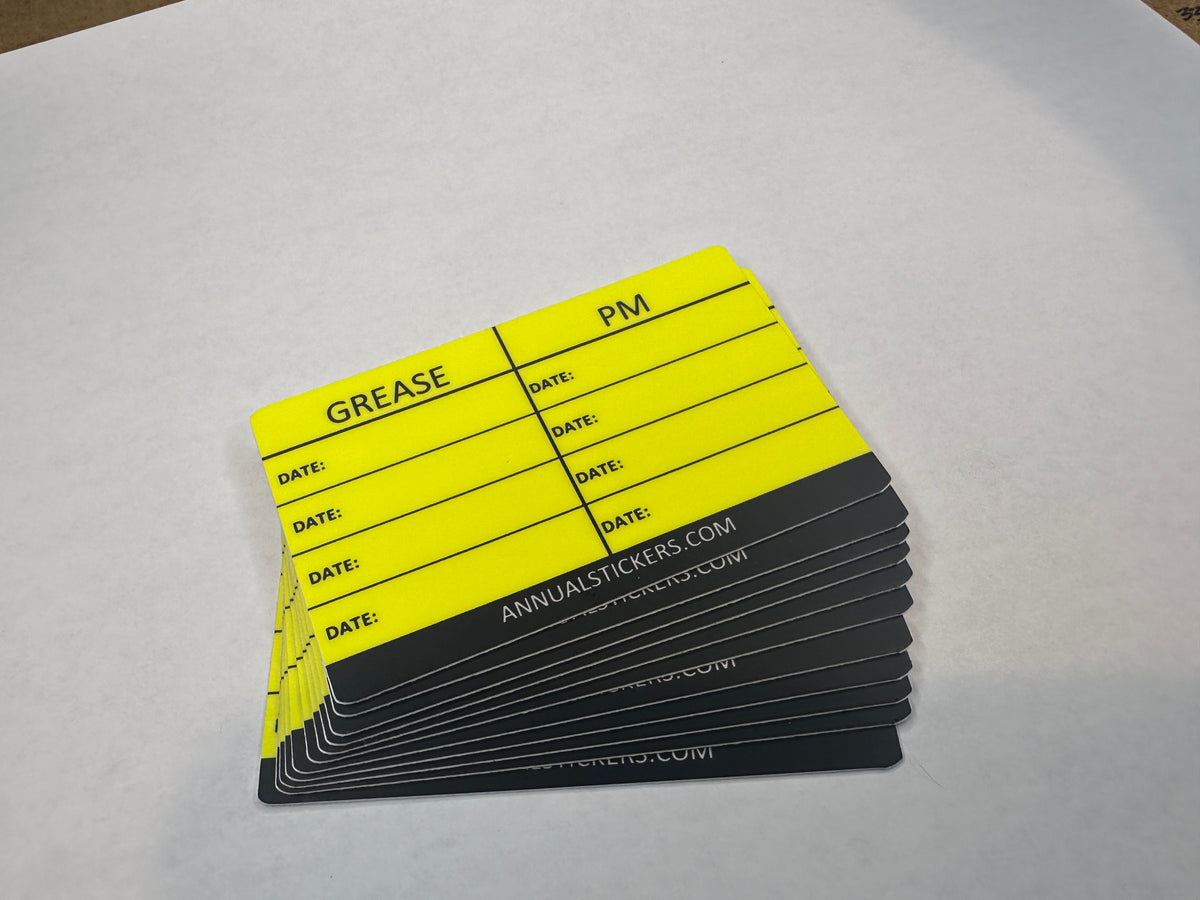Generic Grease & PM Inspection Stickers – Annual Stickers